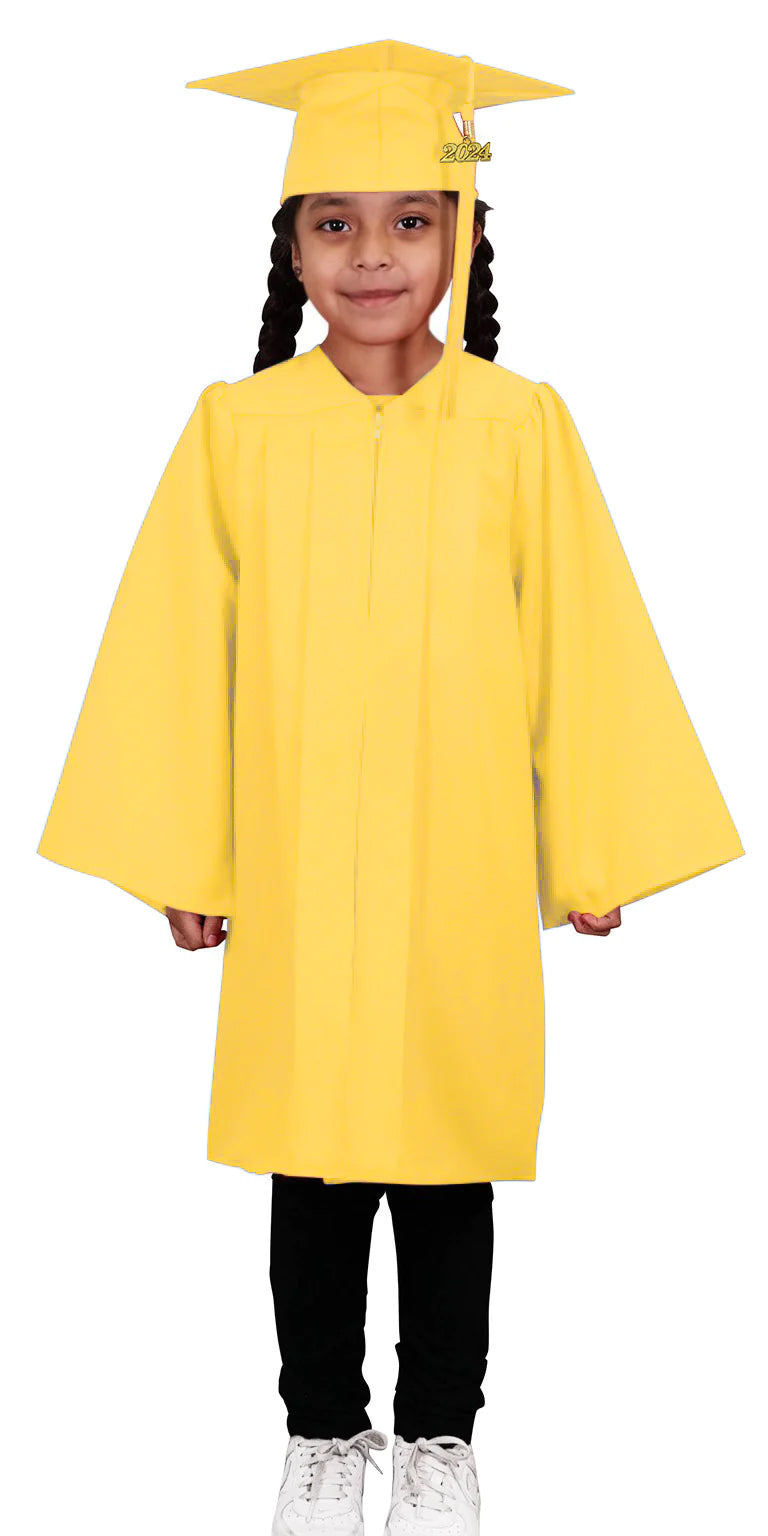 Child Matte Gold Graduation Cap & Gown - Preschool & Kindergarten ...
