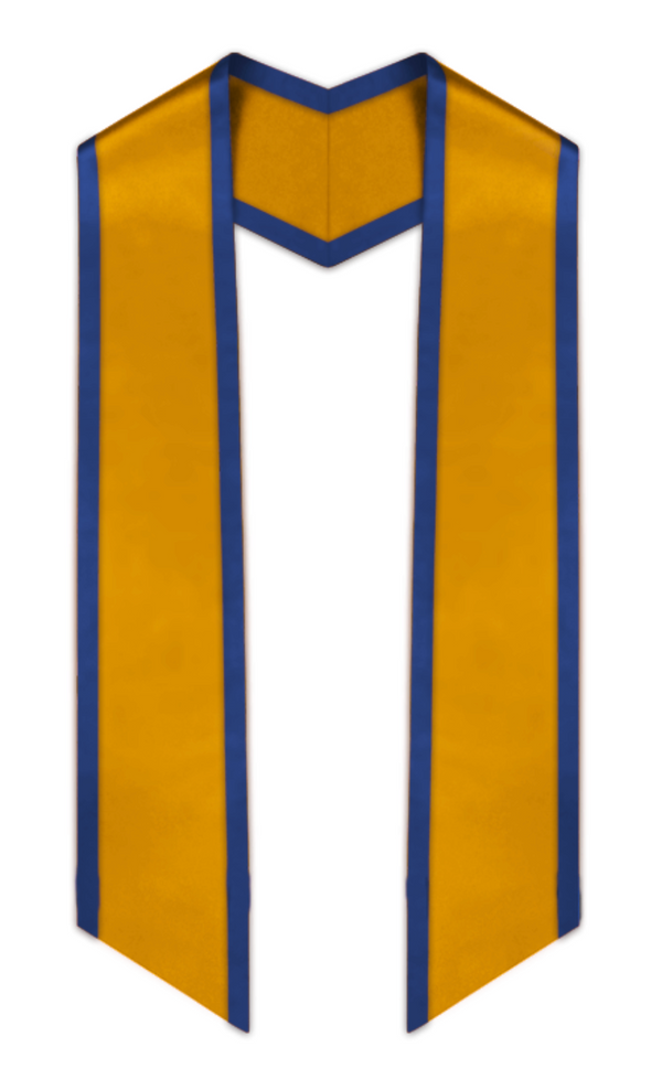 Antique Gold Slanted Graduation Stole with Royal Blue Trim – Graduation ...