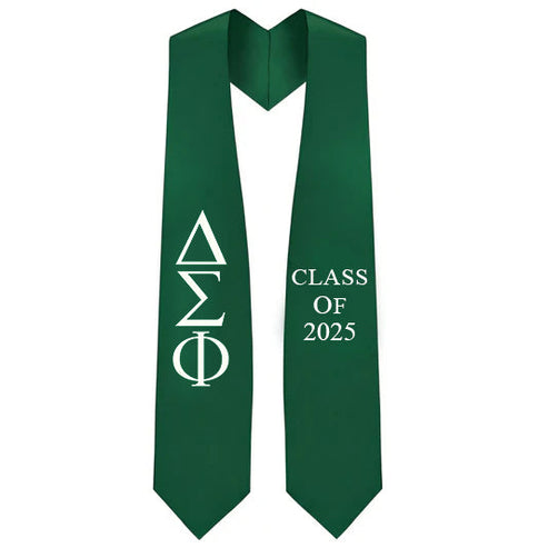 Delta Sigma Phi Greek Lettered Stole with Year – Graduation Cap and Gown
