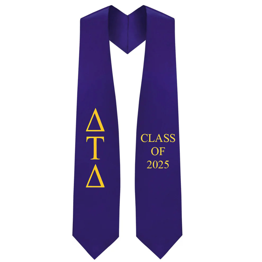 Delta Tau Delta Greek Lettered Stole With Year – Graduation Cap and Gown