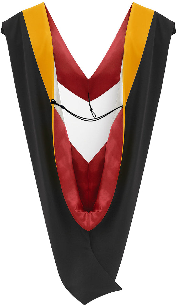 Deluxe Bachelors/Master Hood - Science Gold Velvet, Red & White ...
