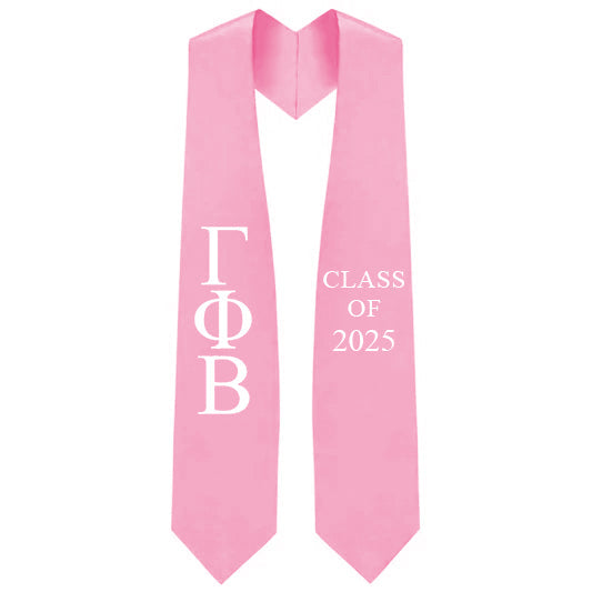Gamma Phi Beta Greek Lettered Stole with Year – Graduation Cap and Gown