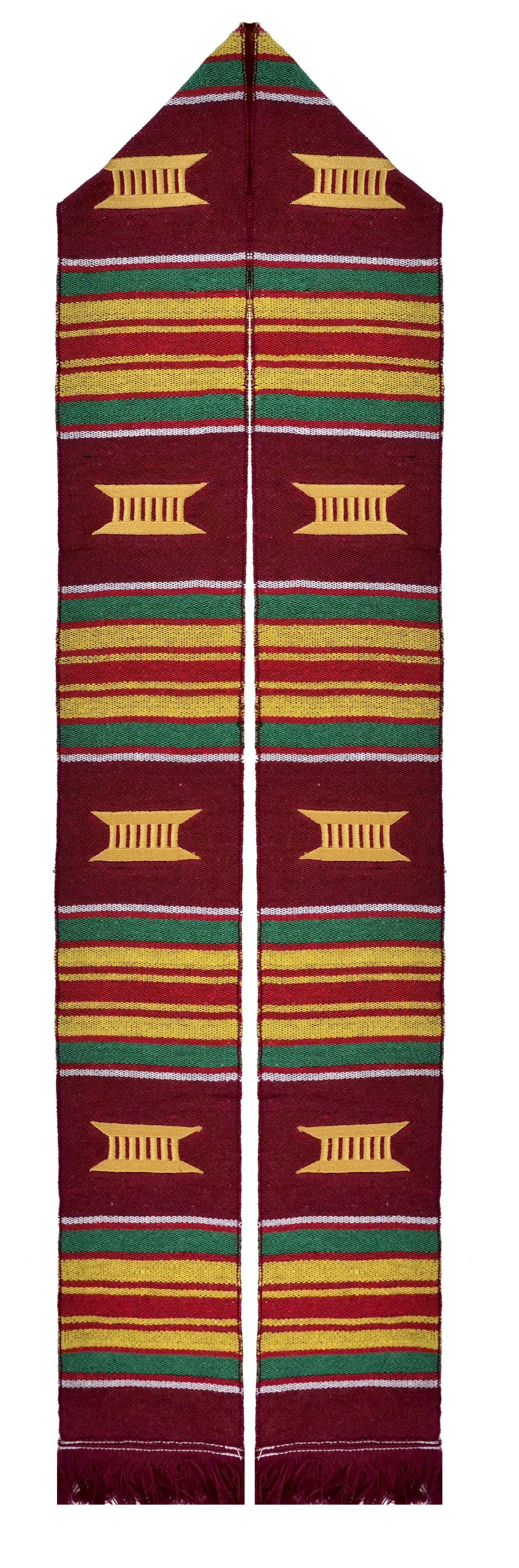 Maroon Kente Graduation Stole - Maroon Kente Sash – Graduation Cap and Gown
