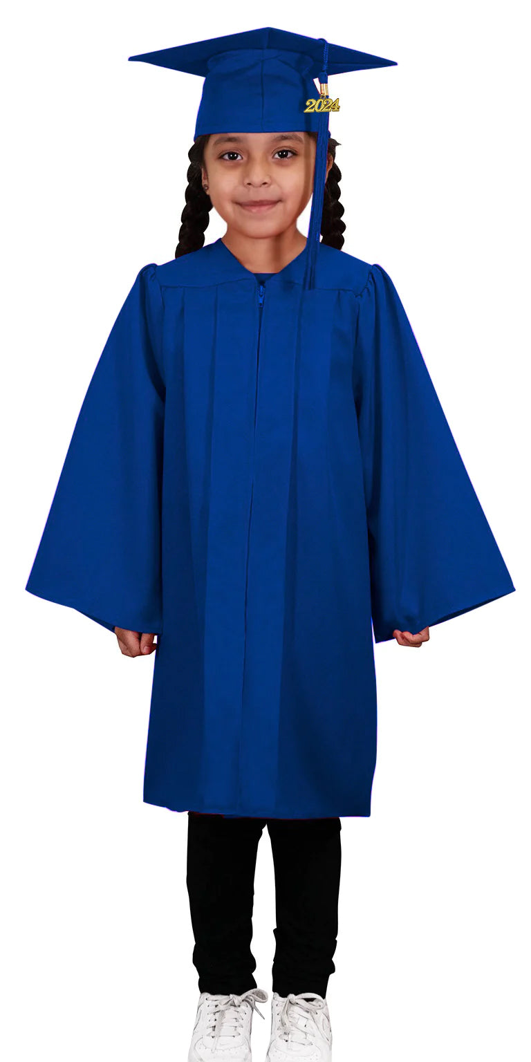 Child Matte Royal Blue Graduation Cap & Gown - Preschool & Kindergarte ...
