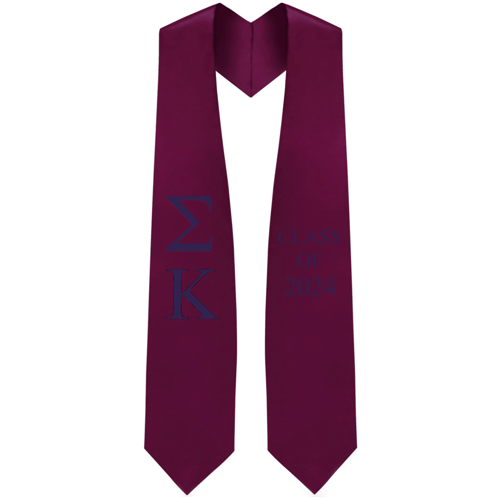 Sigma Kappa Lettered Stole With Year – Graduation Cap and Gown