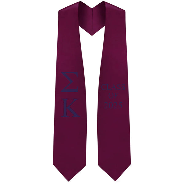 Sigma Kappa Lettered Stole With Year – Graduation Cap and Gown