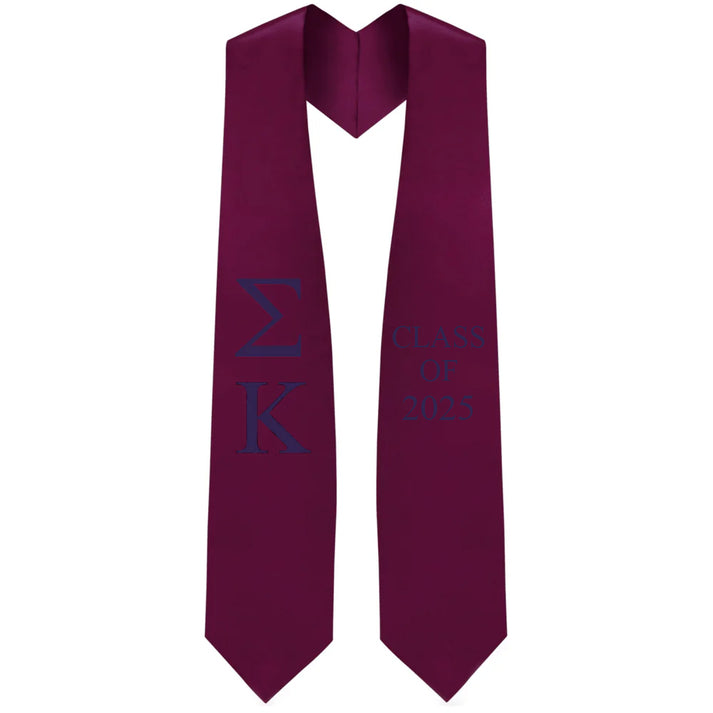 Sigma Kappa Lettered Stole With Year – Graduation Cap and Gown