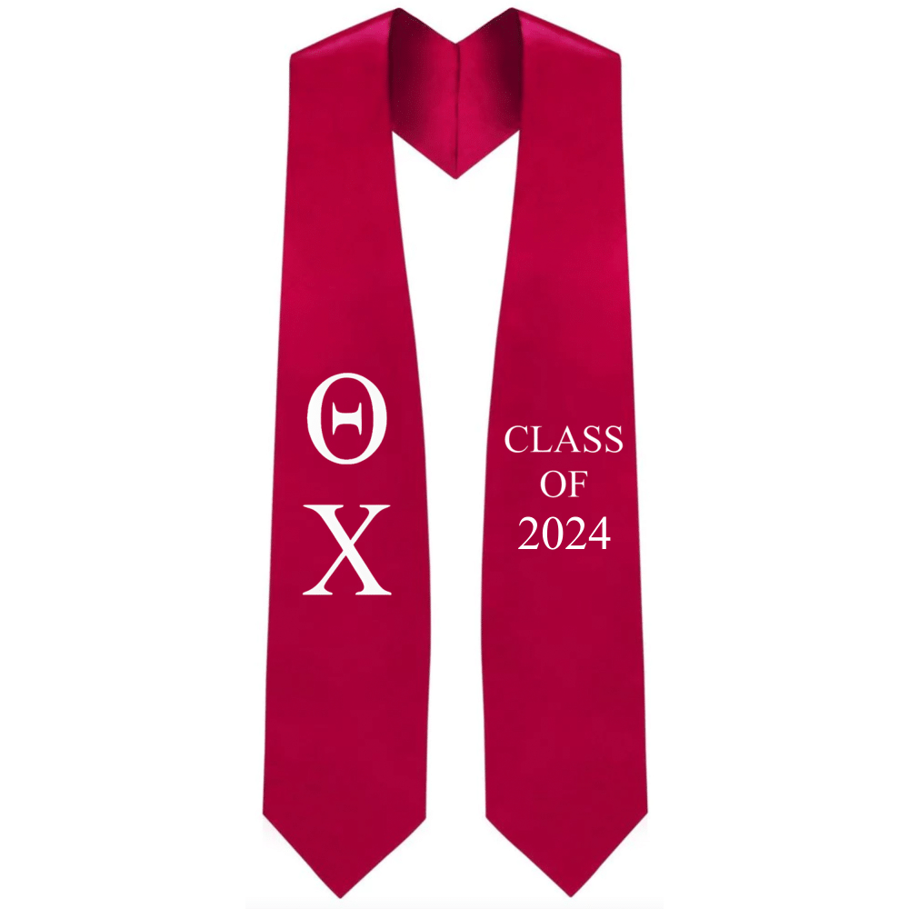 Theta Chi Lettered Stole With Year – Graduation Cap and Gown