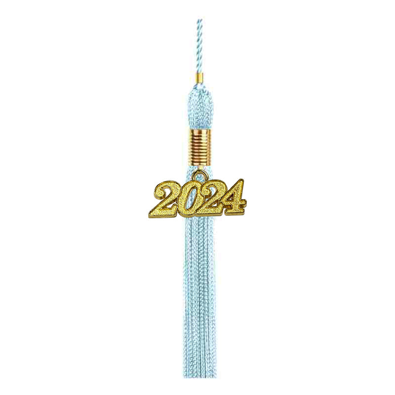 Shiny Light Blue High School Graduation Cap and Gown