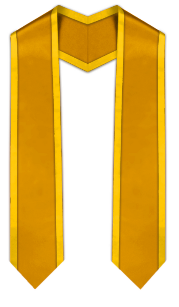 Antique Gold Pointed Graduation Stole with Gold Trim – Graduation Cap ...
