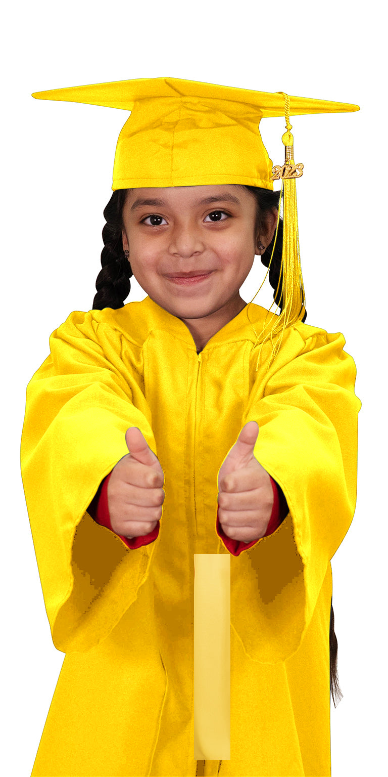 Child Matte Gold Graduation Cap & Gown - Preschool & Kindergarten ...