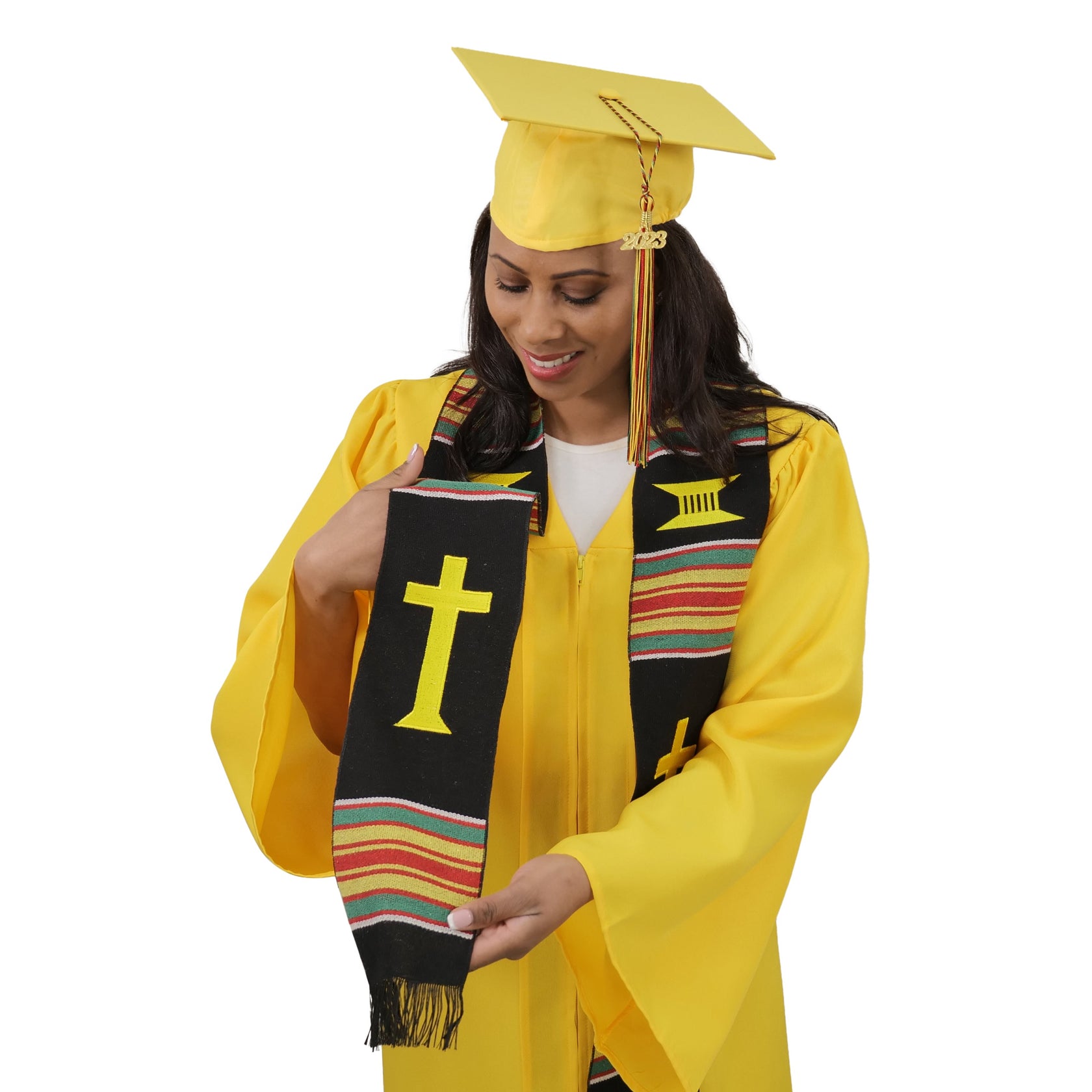 Christian Cross Graduation Kente Stole, Handwoven Kente Clergy Usher C ...